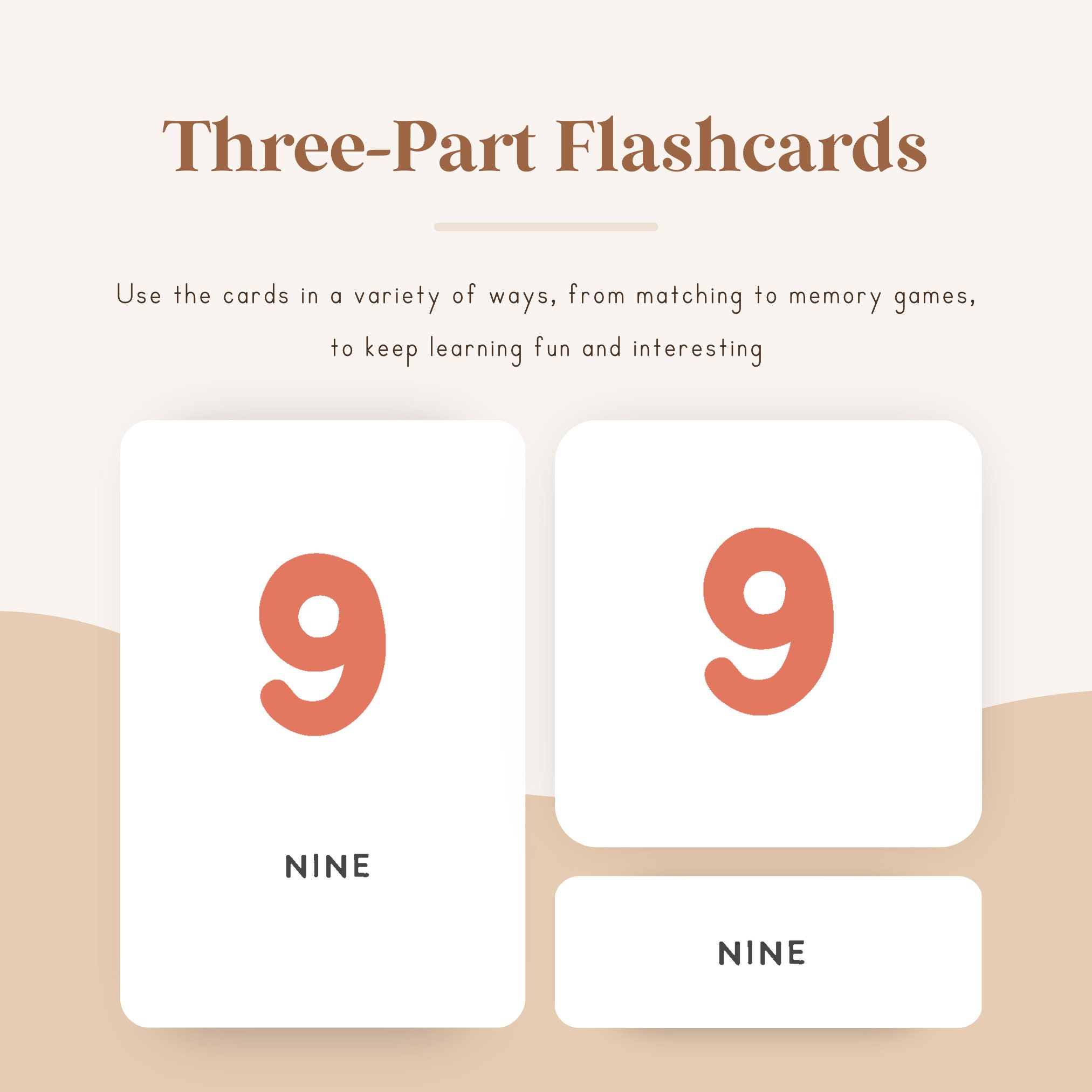 NUMBERS English Printable Flashcards Three-part Montessori Cards ...