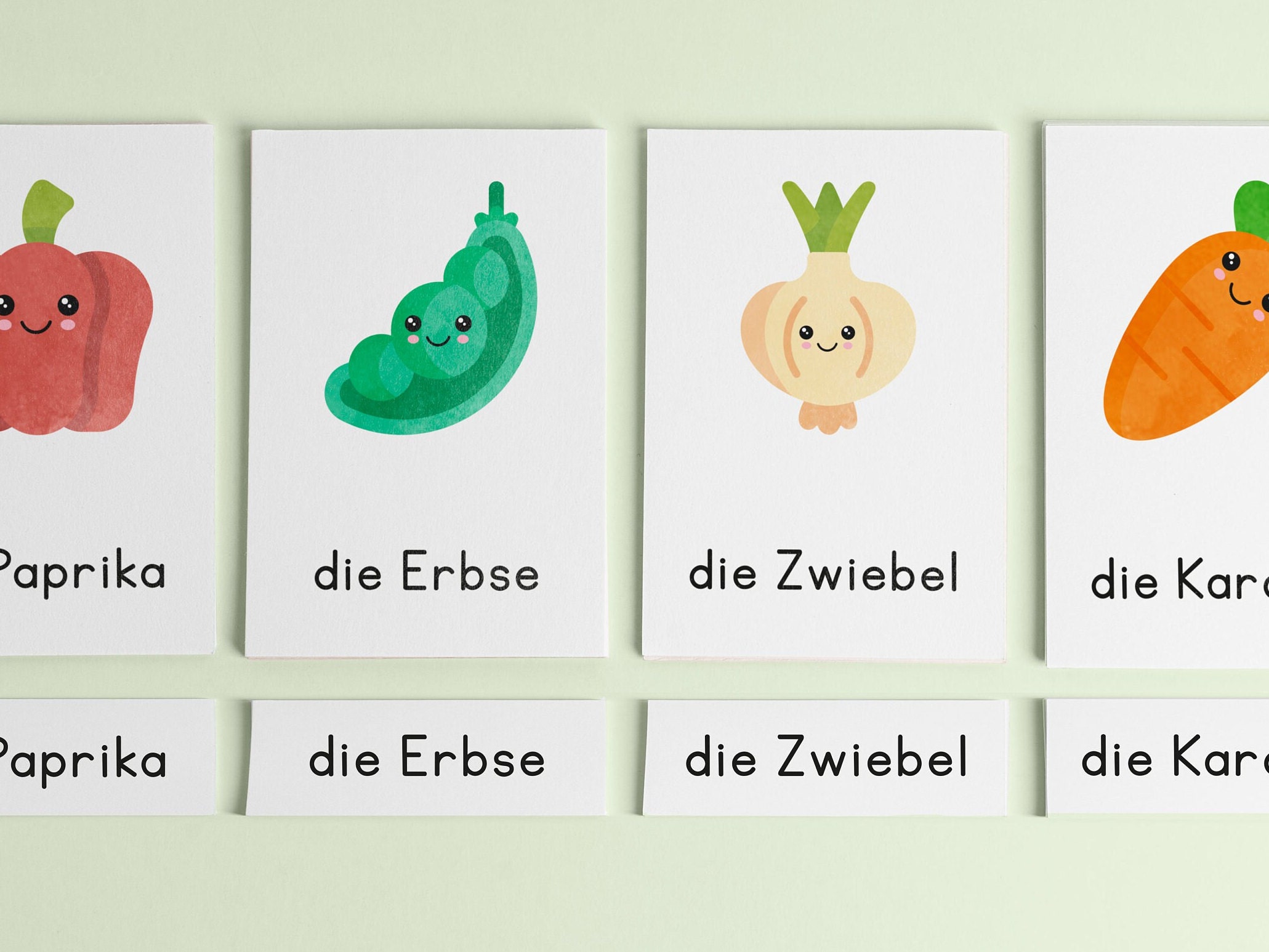 VEGETABLES German Printable Flashcards Three-part - Etsy