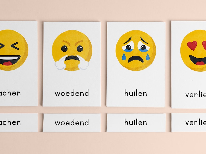EMOTIONS Dutch Printable Flashcards Three-part Montessori Cards - Etsy