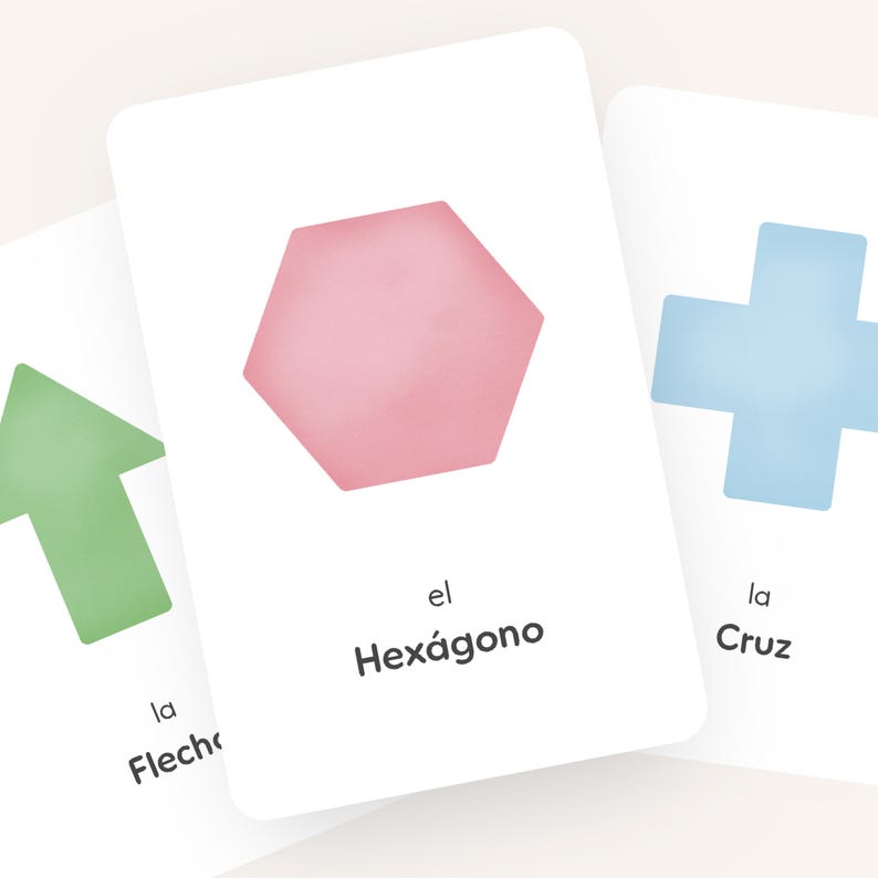 2D SHAPES • Spanish • Printable Flashcards • Three-part Montessori ...