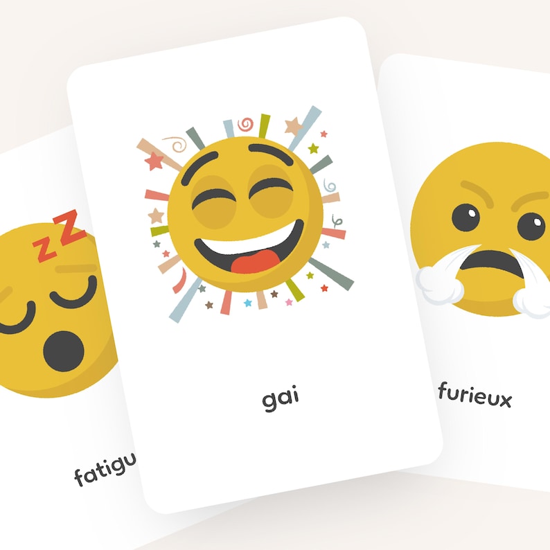 EMOTIONS • French • Printable Flashcards • Three-part Montessori Cards ...