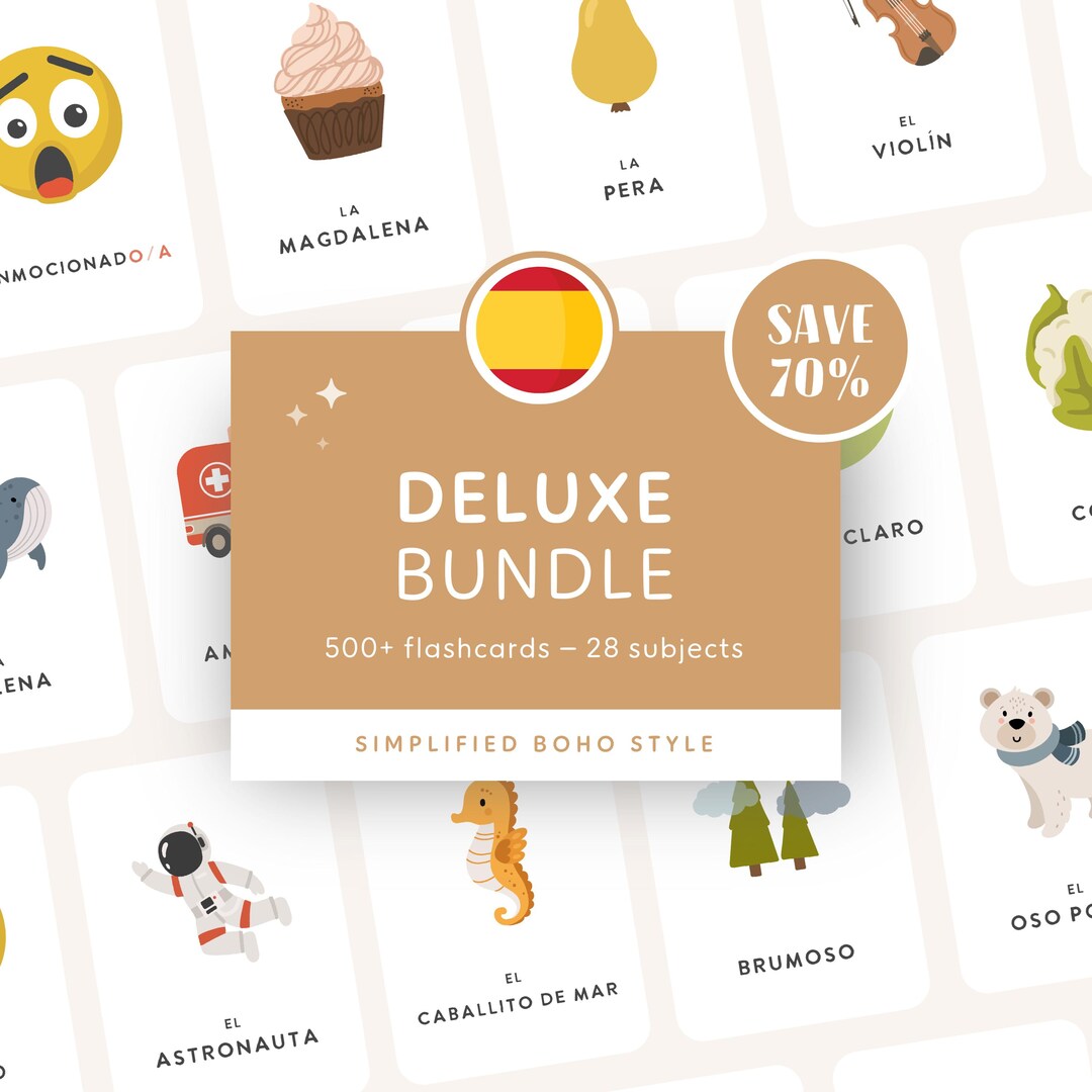DELUXE BUNDLE Spanish Printable Flashcards Three-part Montessori Cards ...