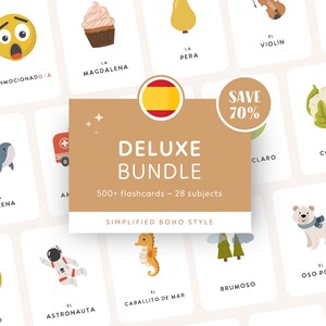 DELUXE BUNDLE Spanish Printable Flashcards Three-part Montessori Cards ...