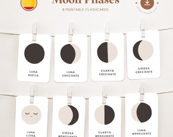 Fases de la luna ESPAÑOL Tarjetas Montessori - Etsy España
