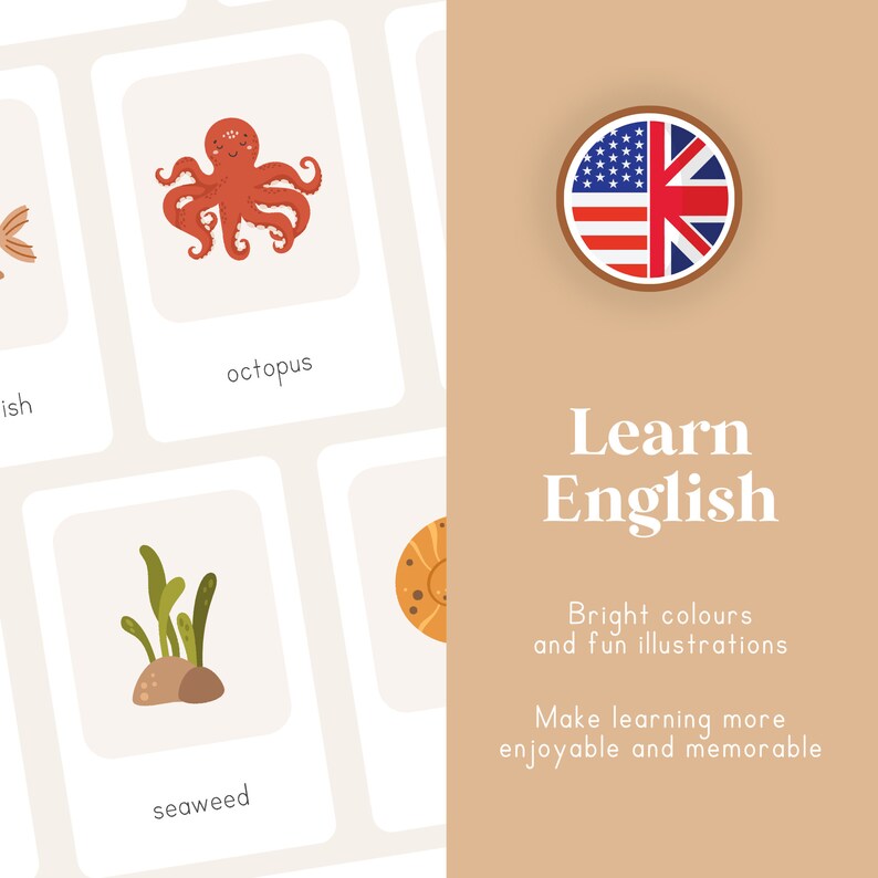 UNDERWATER English Printable Flashcards Three-part Montessori Cards - Etsy UNDERWATER English Printable Flashcards Three-part Montessori Cards - Etsy