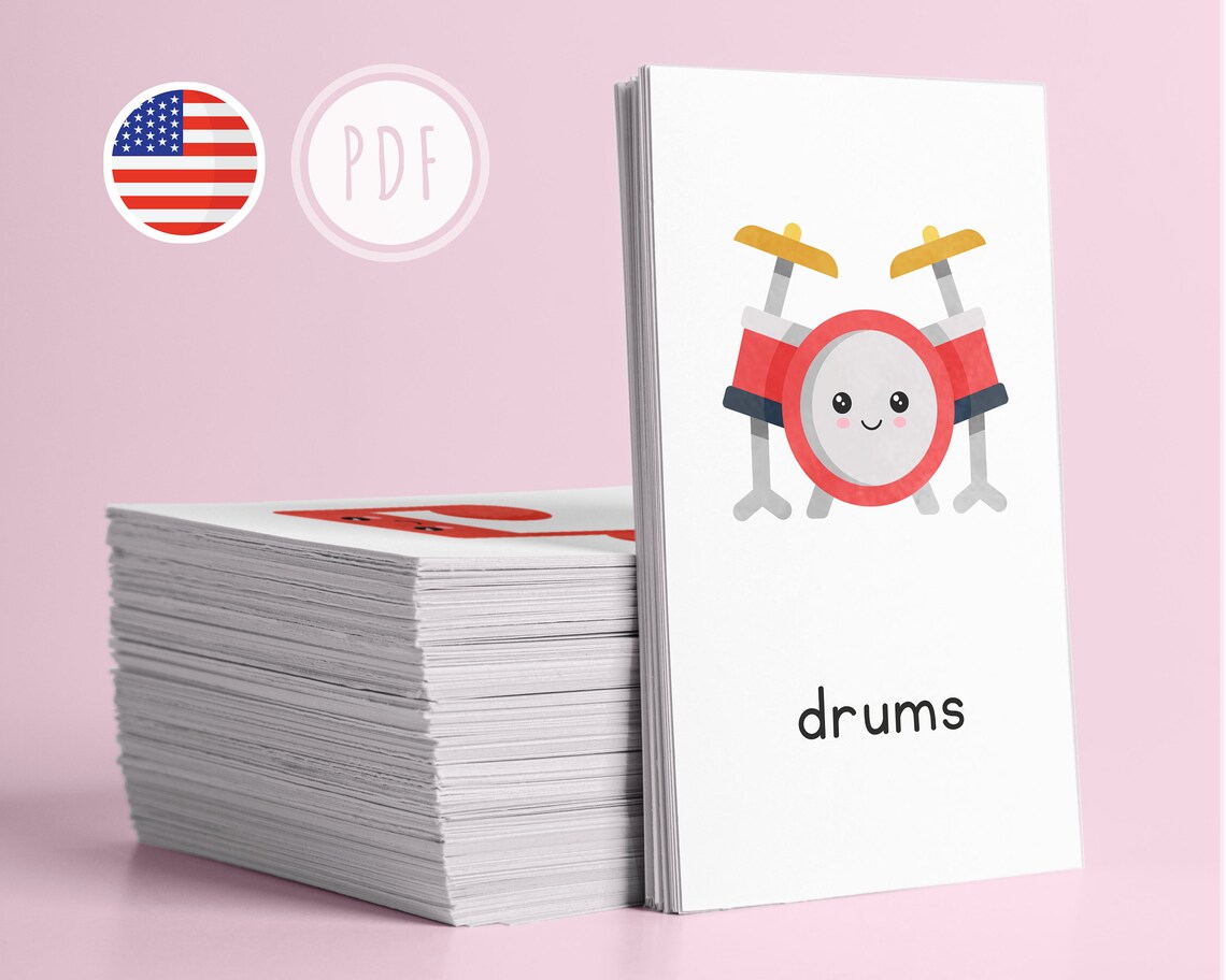 MUSIC English Printable Flashcards Three-part Montessori | Etsy
