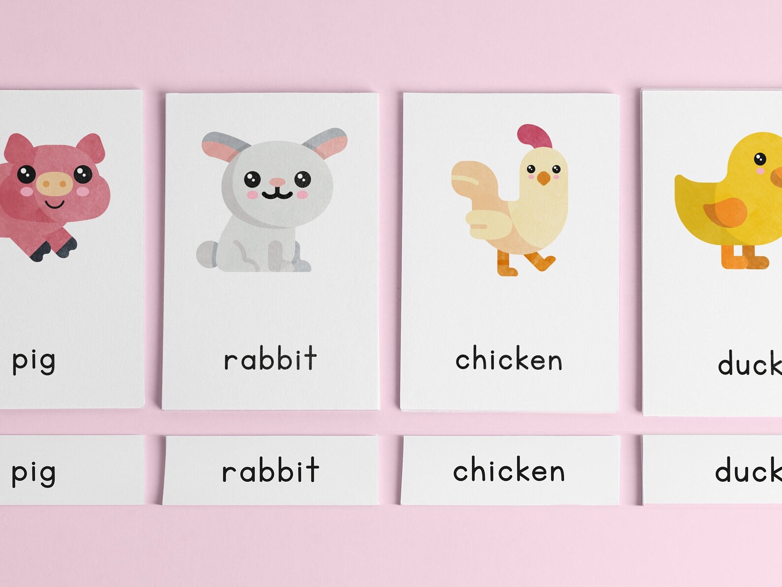 FARM ANIMALS English Printable Flashcards Three-part | Etsy