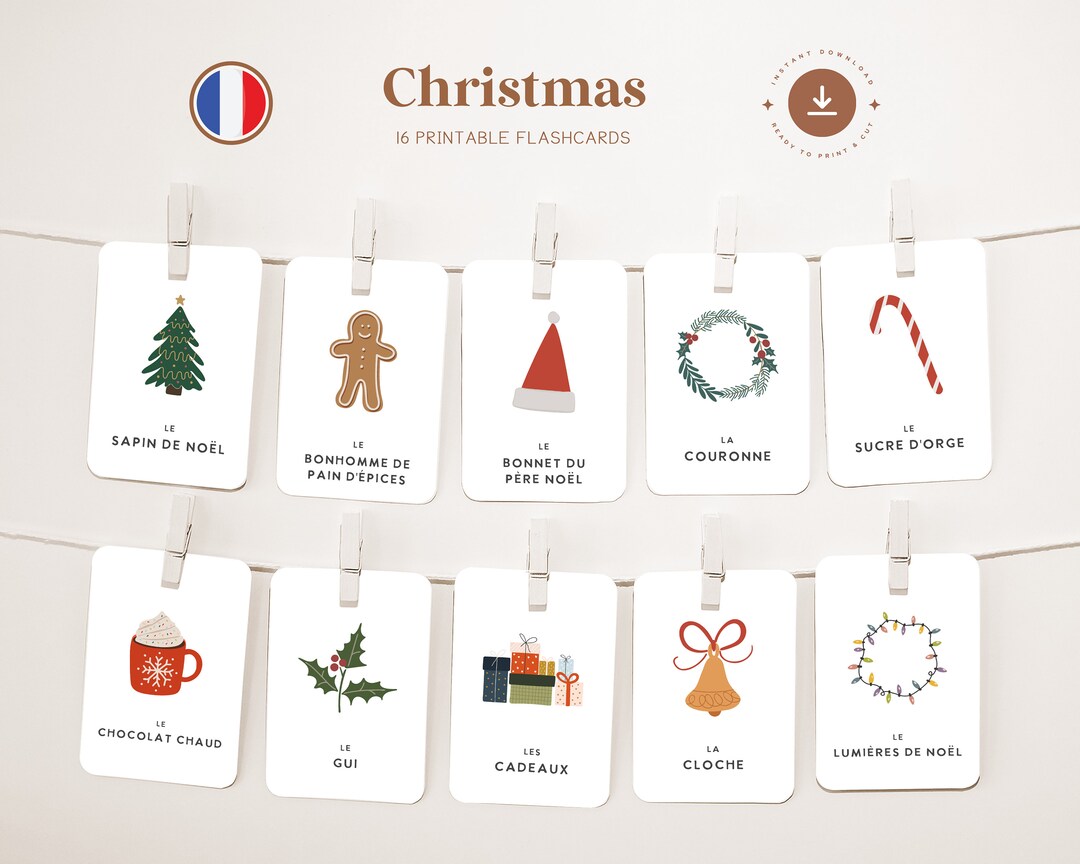 CHRISTMAS • French • Printable Flashcards • Three-part Montessori Cards ...