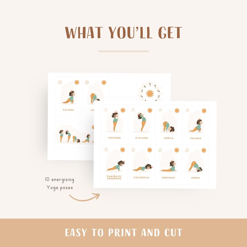 YOGA • Sun Salutation • Spanish • Printable Cards • 10 Poses - Etsy