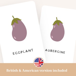 VEGETABLES English Printable Flashcards Three-part Montessori Cards ...