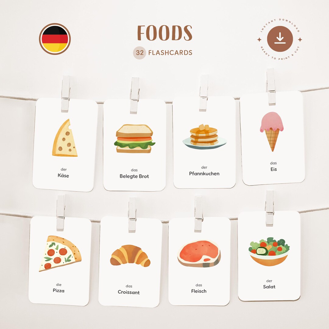 FOODS • German • Printable Flashcards • Three-part Montessori Cards ...