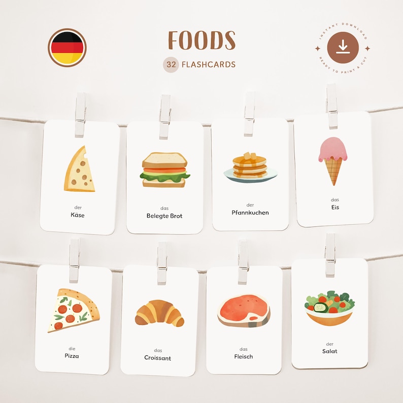 FOODS • German • Printable Flashcards • Three-part Montessori Cards ...
