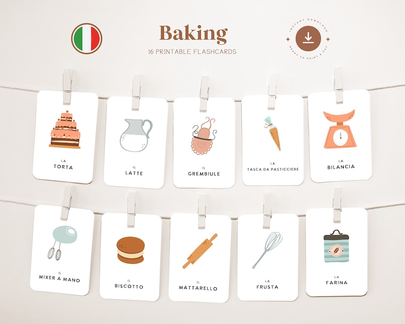 BAKING • Italian • Printable Flashcards • Three-part Montessori Cards ...