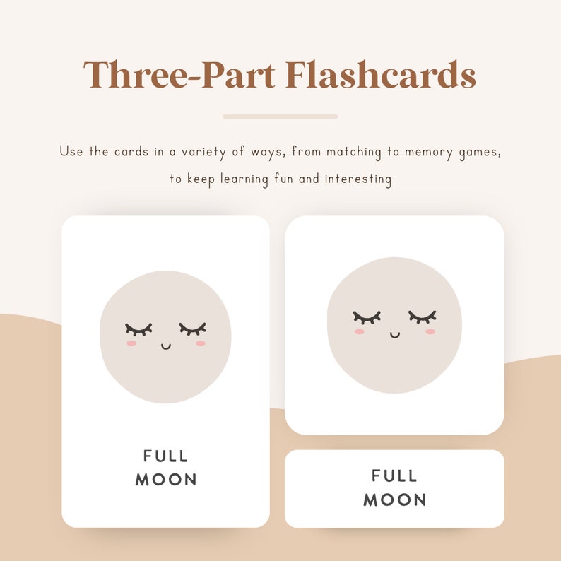 MOON PHASES • English • Printable Flashcards • Three-part Montessori ...
