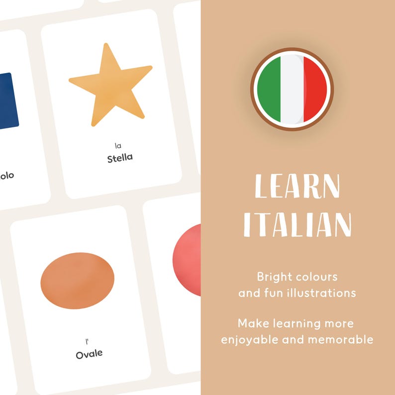2D SHAPES • Italian • Printable Flashcards • Three-part Montessori ...