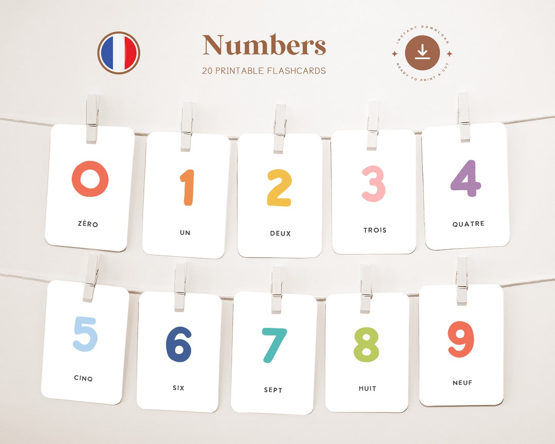 NUMBERS • French • Printable Flashcards • Three-part Montessori Cards ...