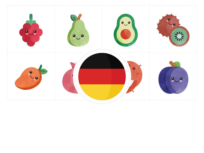 FRUITS German Printable Flashcards Three-part Montessori - Etsy