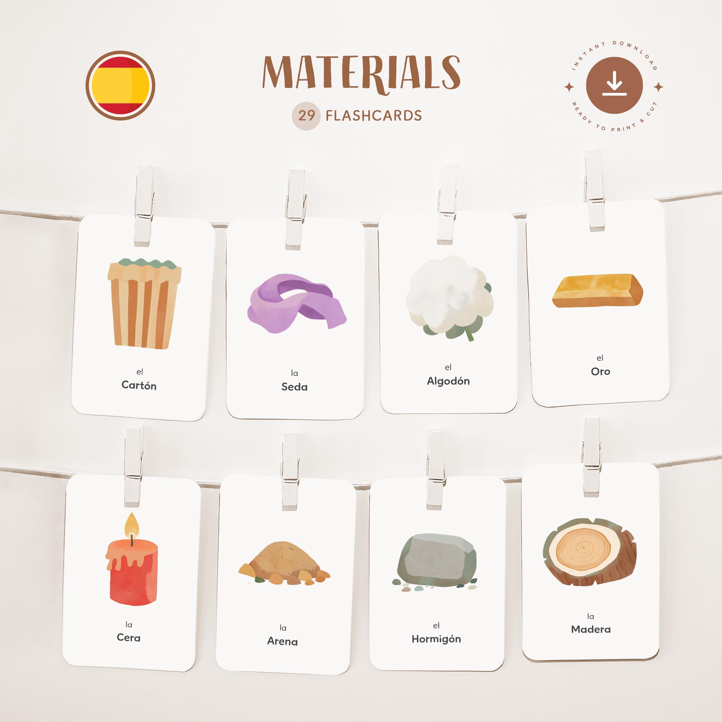 MATERIALS • Spanish • Printable Flashcards • Three-part Montessori ...