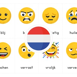 EMOTIONS Dutch Printable Flashcards Three-part Montessori Cards - Etsy