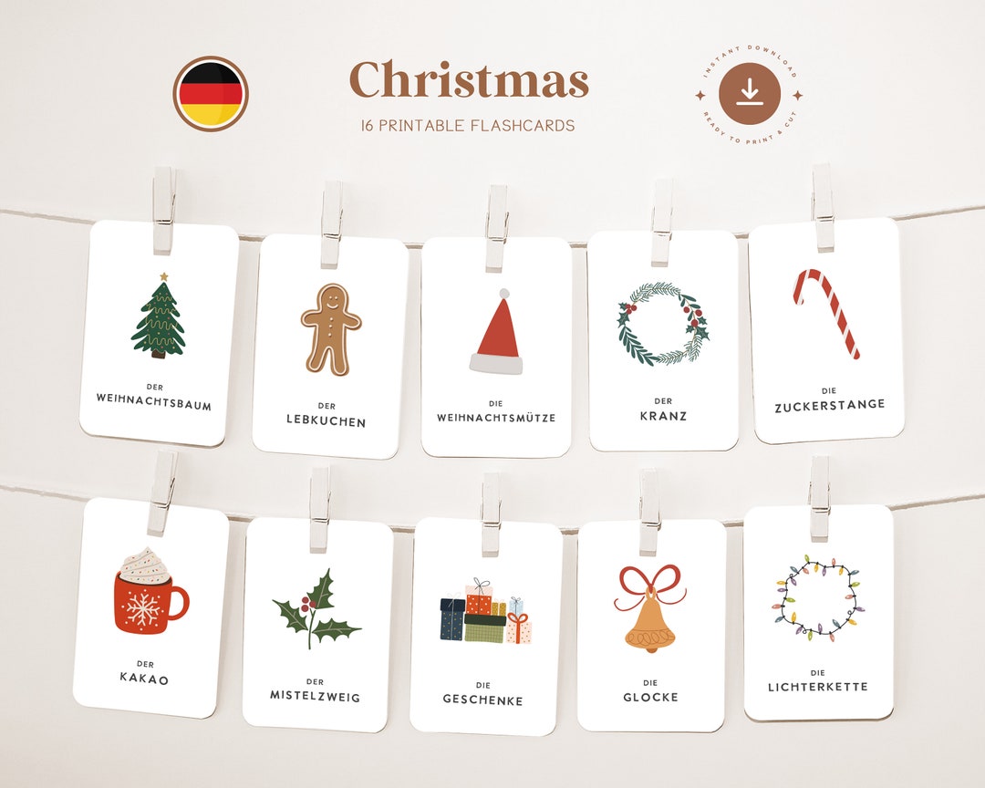 CHRISTMAS • German • Printable Flashcards • Three-part Montessori Cards ...