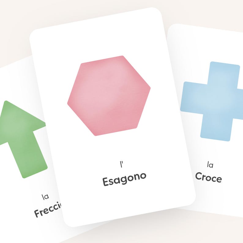 2D SHAPES • Italian • Printable Flashcards • Three-part Montessori ...