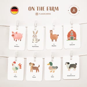 FARM ANIMALS • German • Printable Flashcards • Three-part Montessori ...