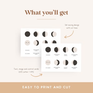 MOON PHASES • German • Printable Flashcards • Three-part Montessori ...