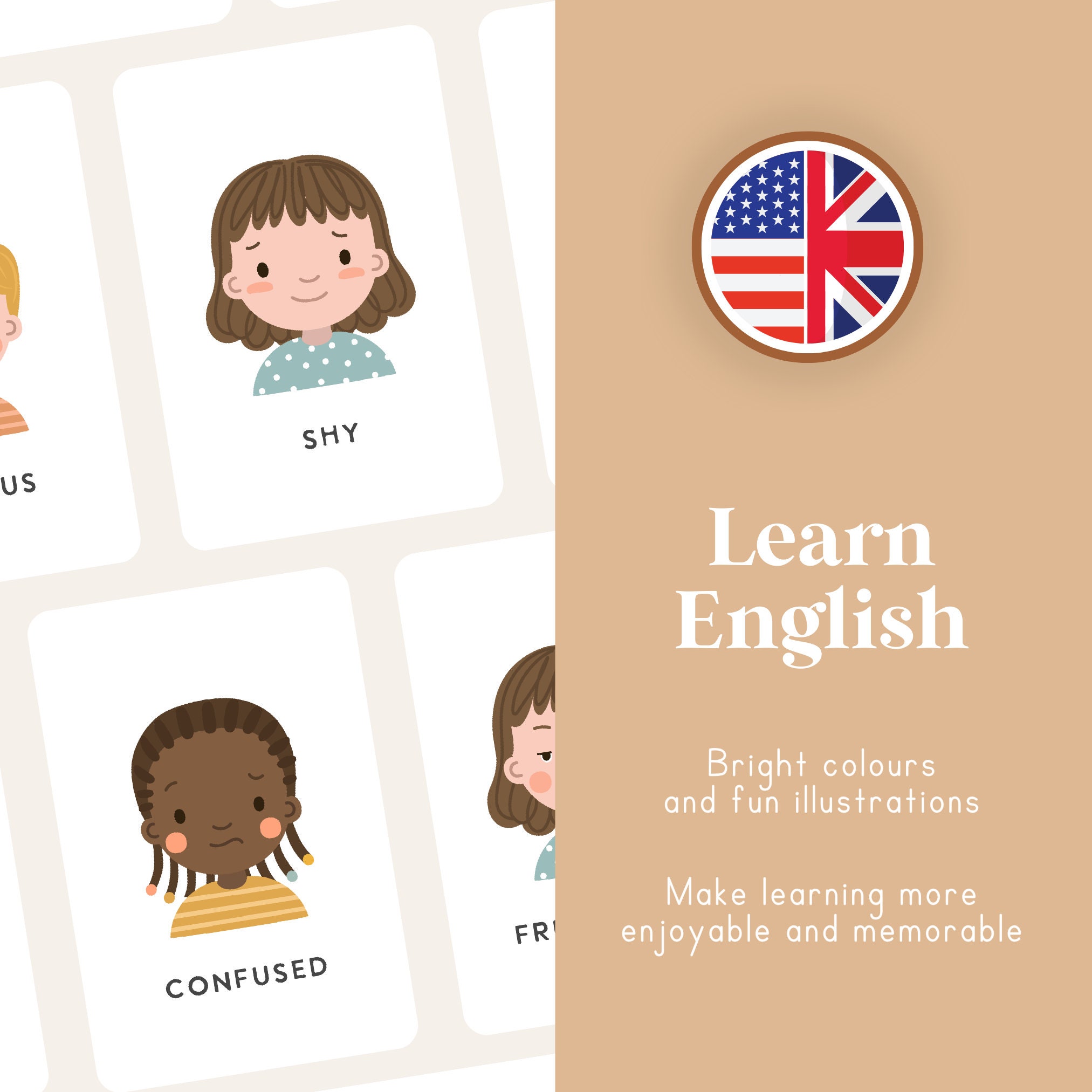 FEELINGS • English • Printable Flashcards • Three-part Montessori Cards ...