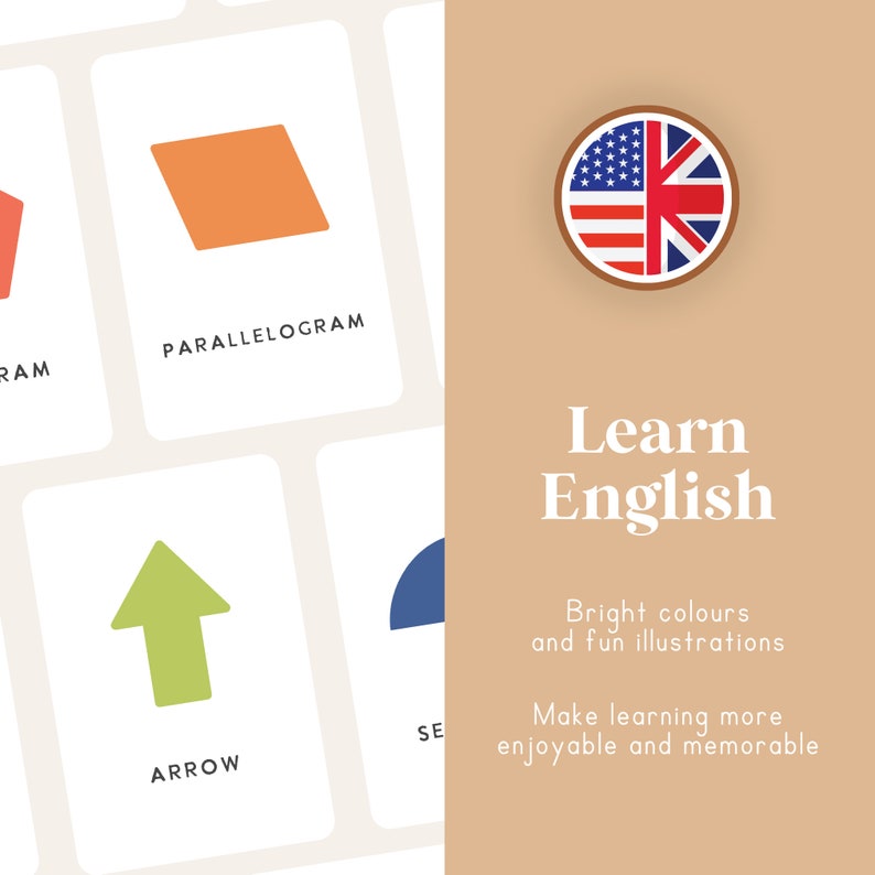 SHAPES • English • Printable Flashcards • Three-part Montessori Cards ...