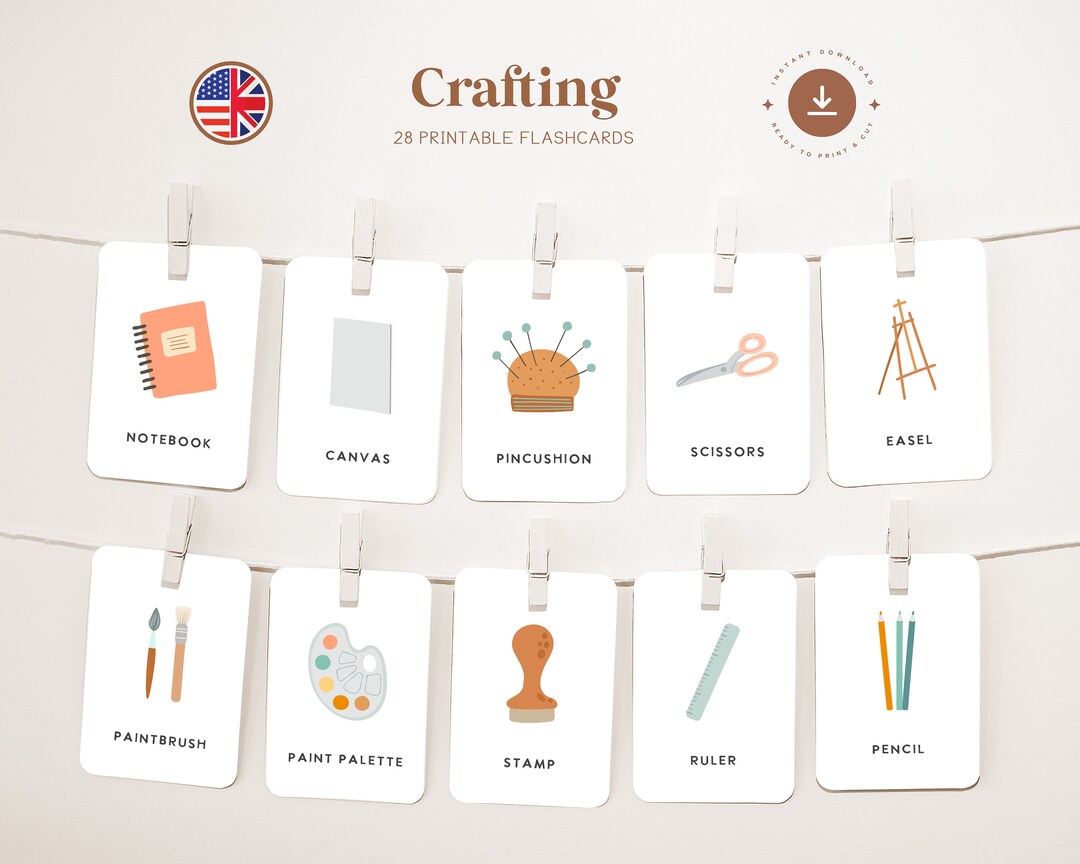 CRAFTING • English • Printable Flashcards • Three-part Montessori Cards ...