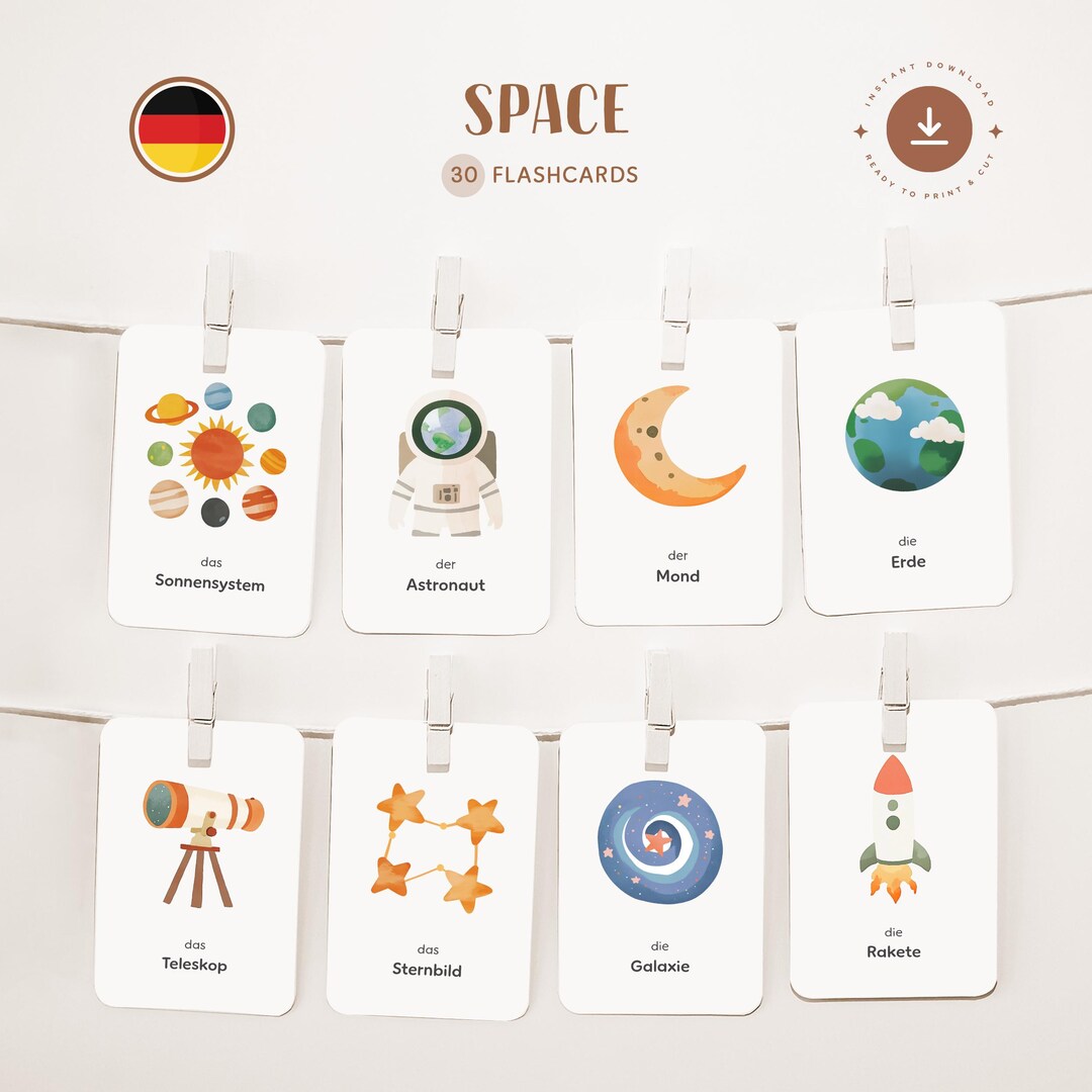 SPACE • German • Printable Flashcards • Three-part Montessori Cards ...