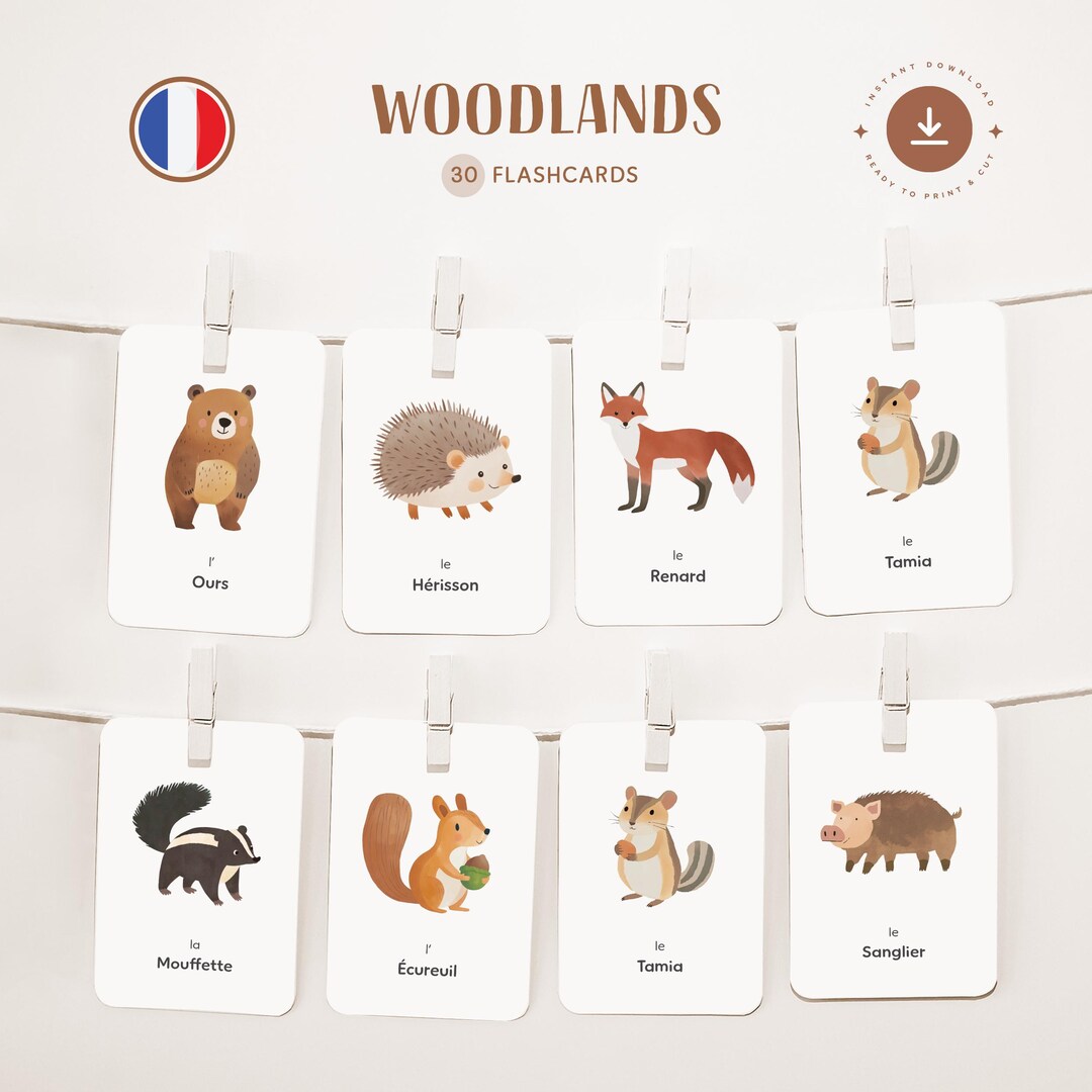 WOODLANDS • French • Printable Flashcards • Three-part Montessori Cards ...