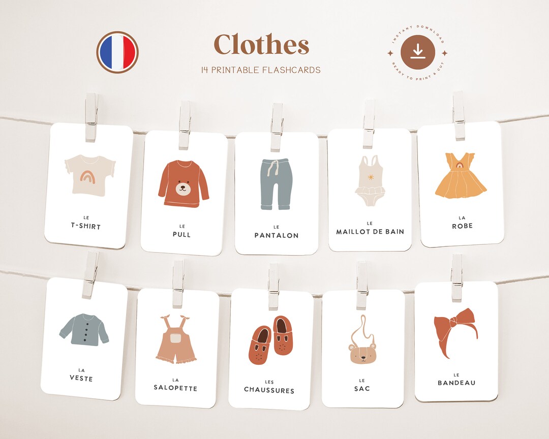 CLOTHES • French • Printable Flashcards • Three-part Montessori Cards ...