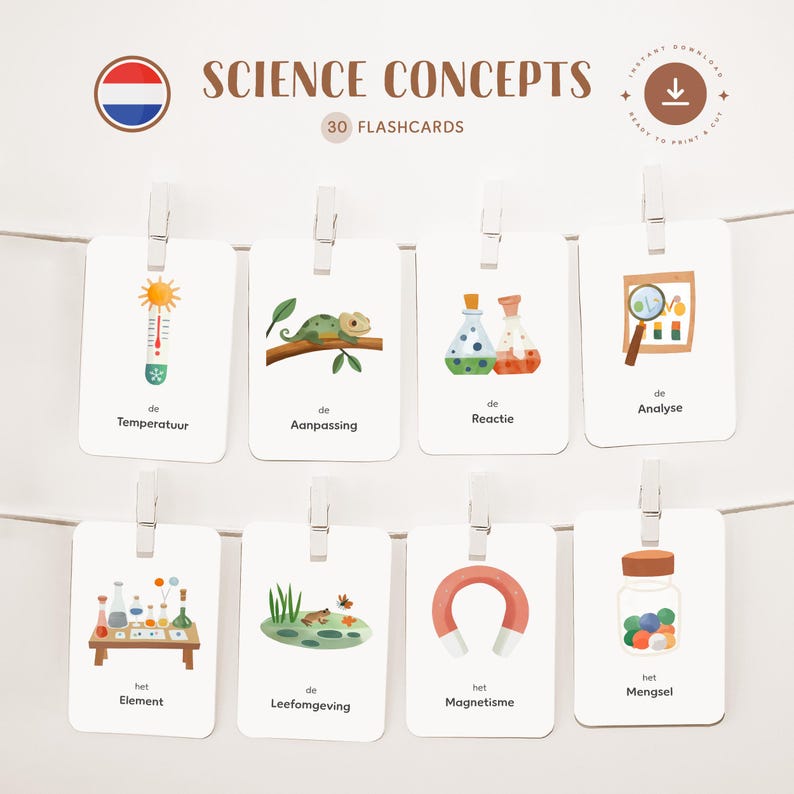 SCIENCE CONCEPTS • Dutch • Printable Flashcards • Three-part Montessori ...