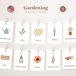 GARDENING English Printable Flashcards Three-part Montessori Cards ...