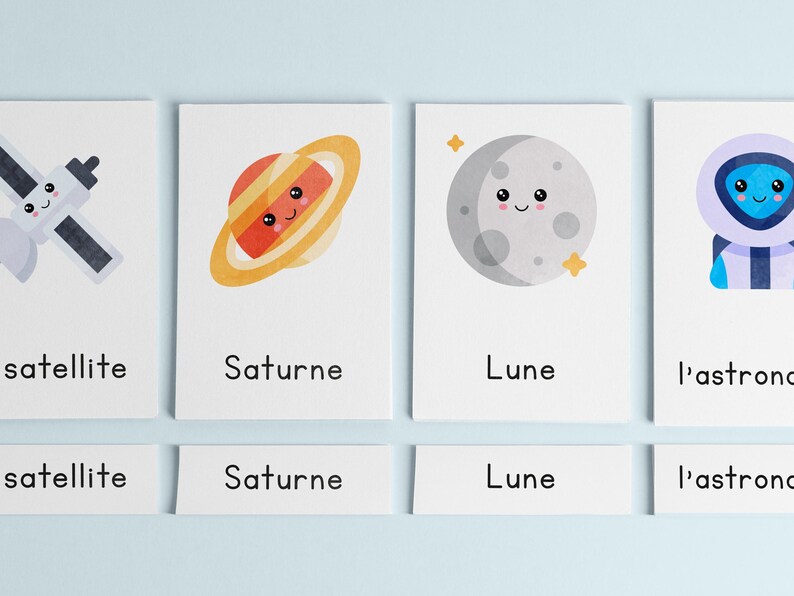 SPACE French Printable Flashcards Three-part Montessori - Etsy