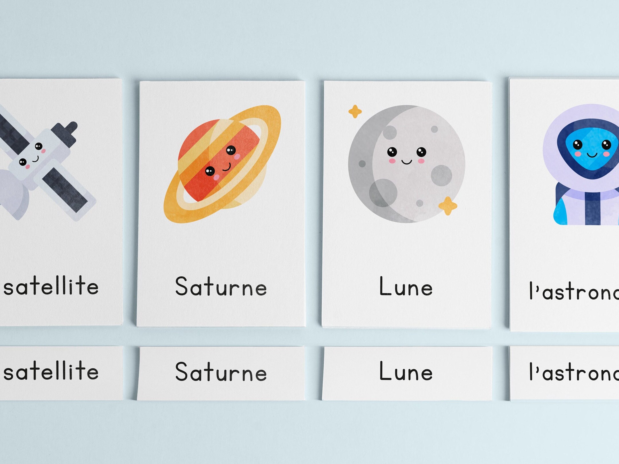 SPACE French Printable Flashcards Three-part Montessori Cards - Etsy