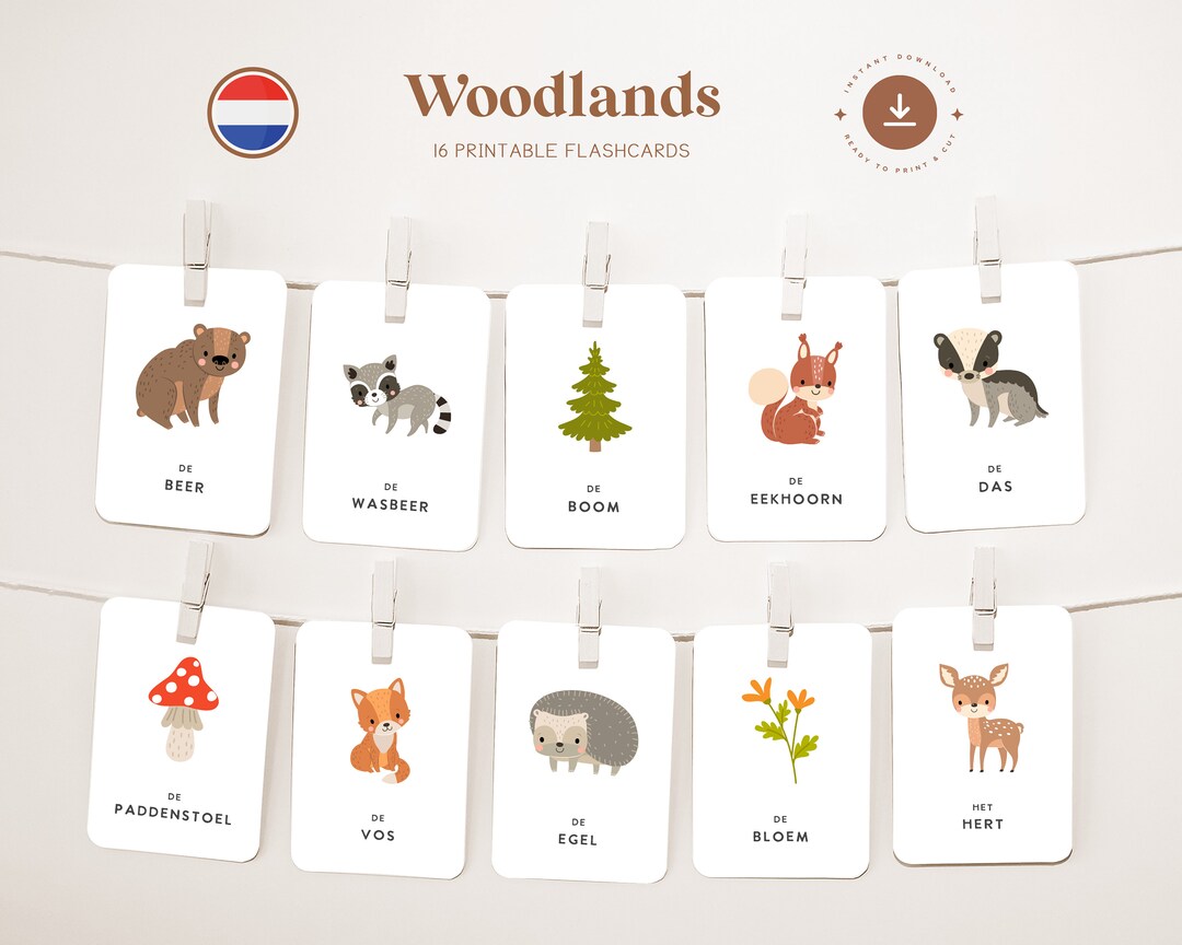 WOODLANDS Dutch Printable Flashcards Three-part Montessori Cards ...