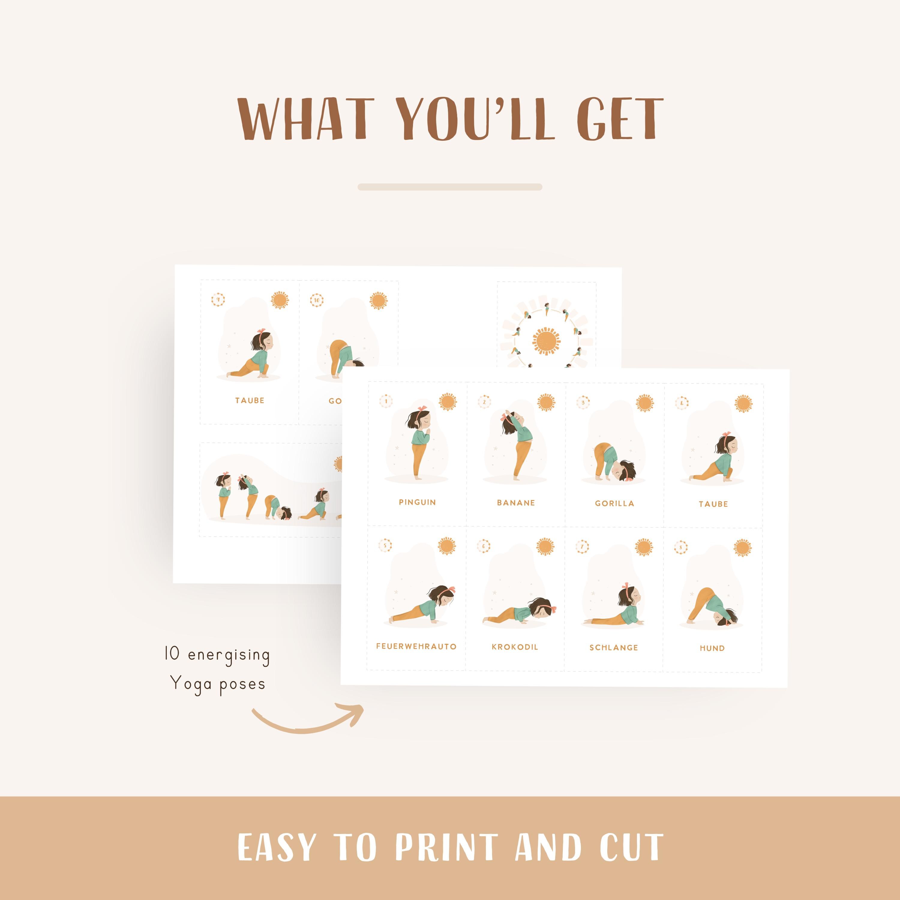 YOGA • Sun Salutation • German • Printable Cards • 10 Poses - Etsy