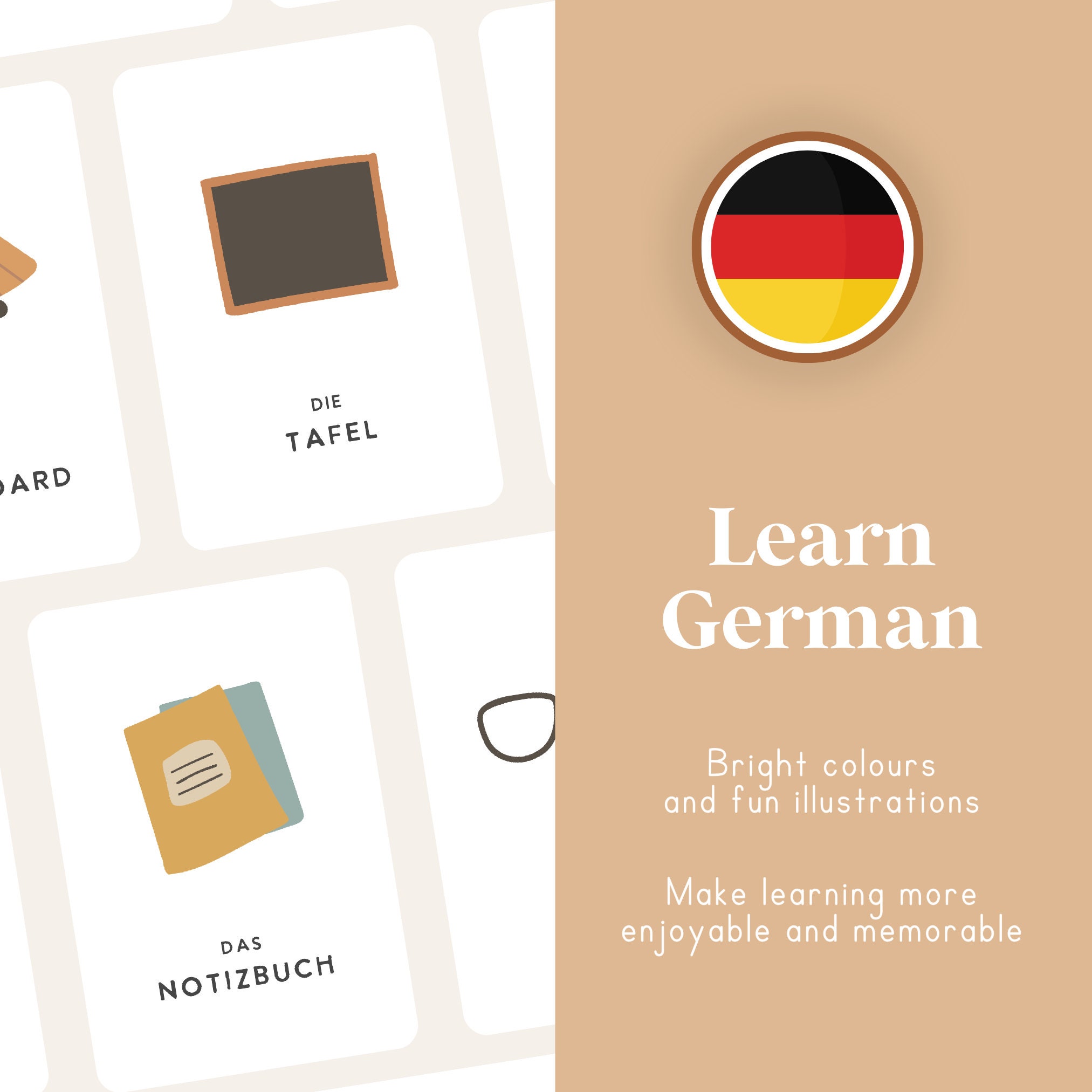 SCHOOL • German • Printable Flashcards • Three-part Montessori Cards ...