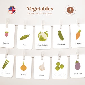 VEGETABLES English Printable Flashcards Three-part Montessori Cards ...