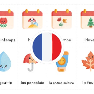 WEATHER French Printable Flashcards Three-part Montessori Cards ...