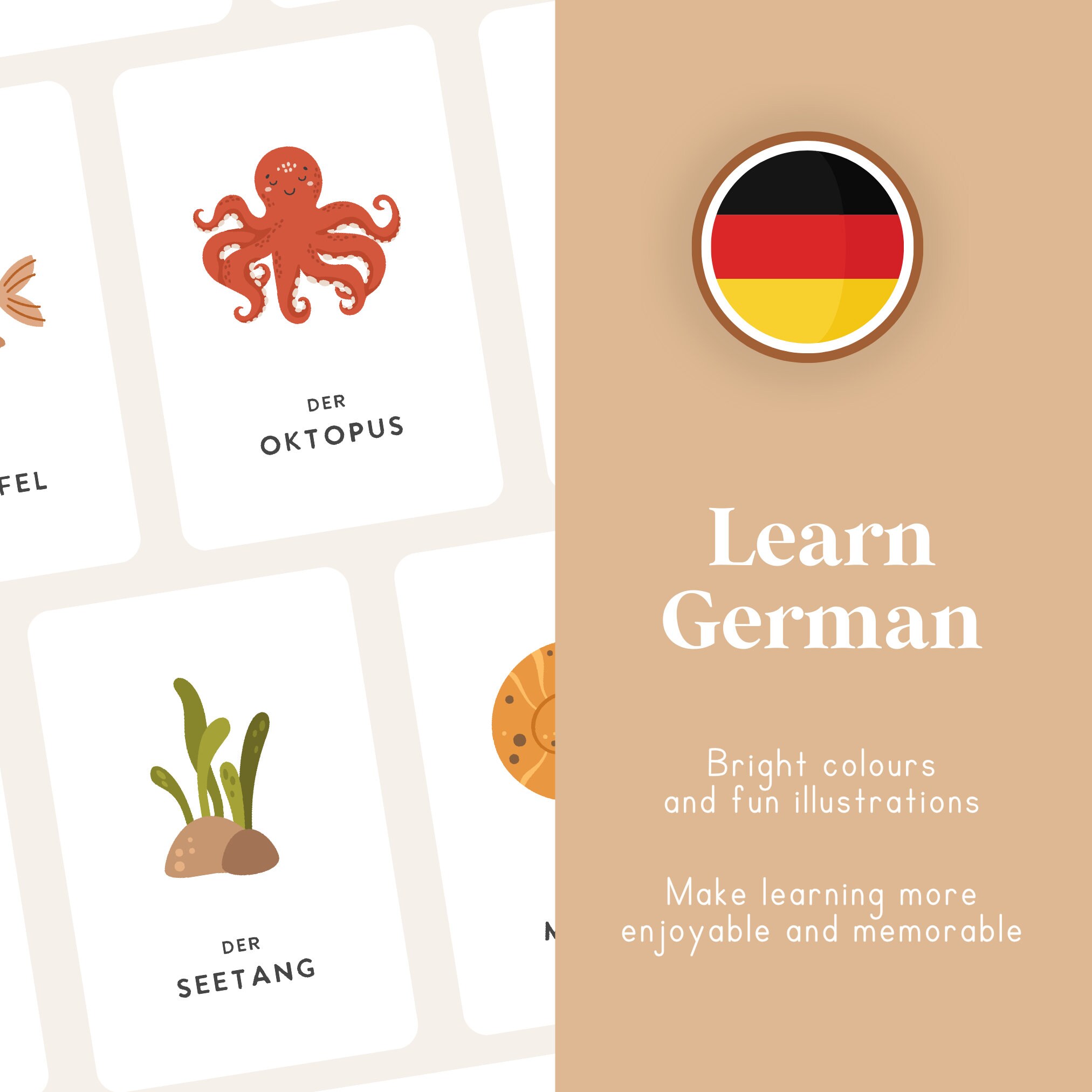 UNDERWATER German Printable Flashcards Three-part Montessori Cards ...