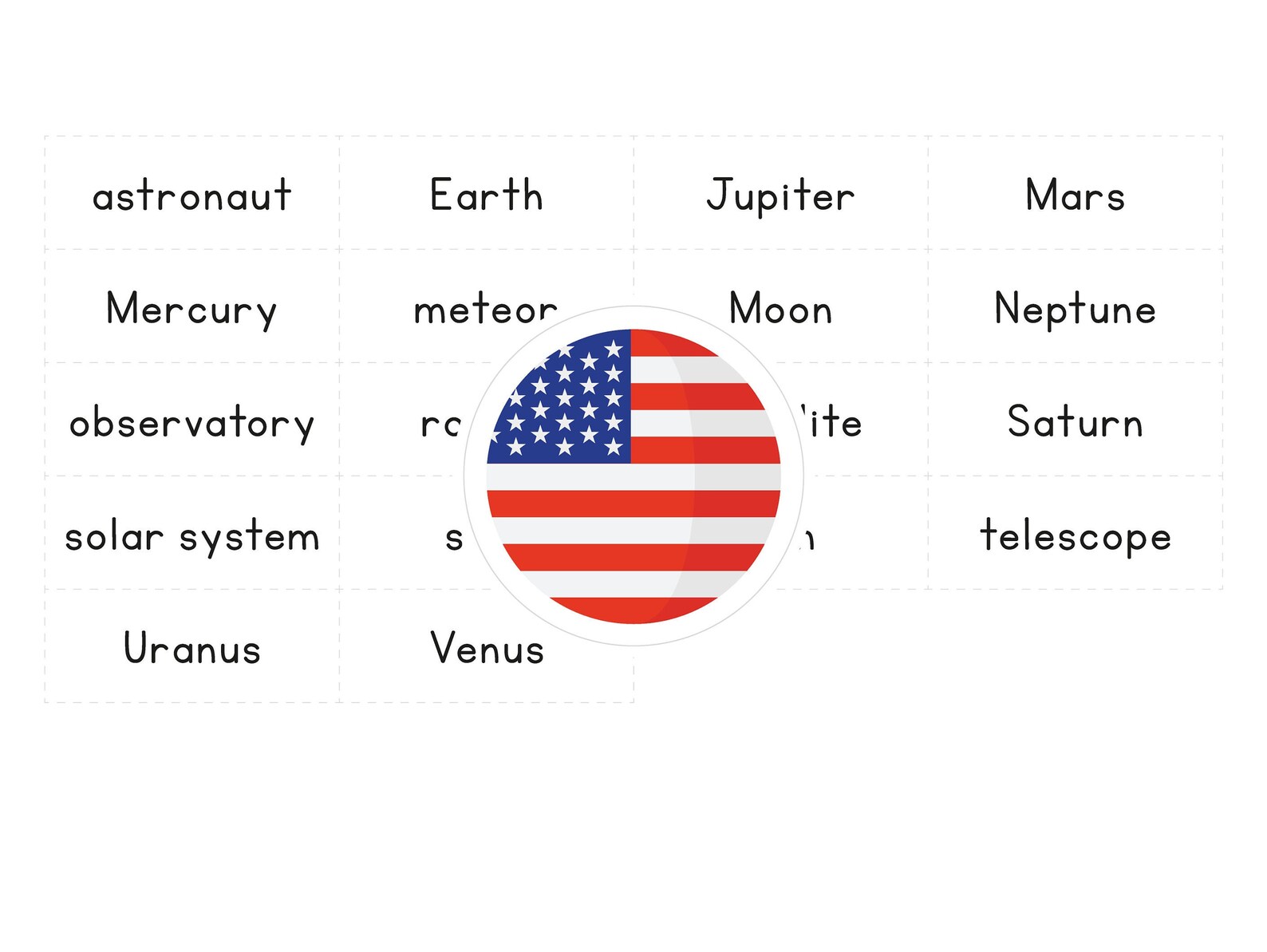 SPACE English Printable Flashcards Three-part Montessori | Etsy