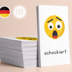 EMOTIONS German Printable Flashcards Three-part | Etsy