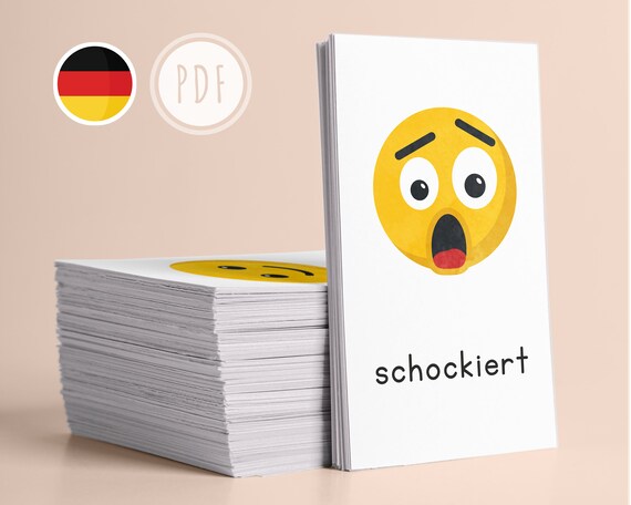 EMOTIONS German Printable Flashcards Three-part | Etsy