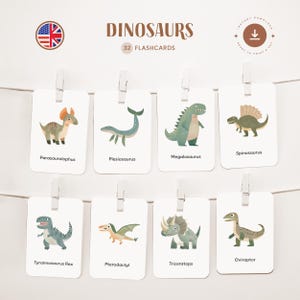 DINOSAURS • English • Printable Flashcards • Three-part Montessori ...