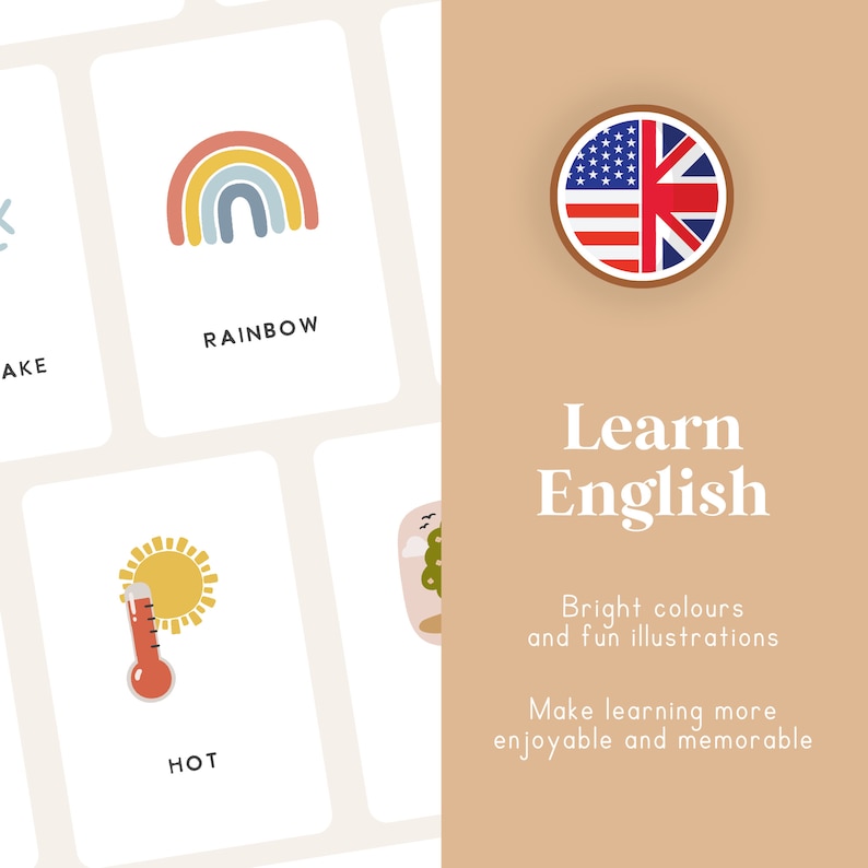 WEATHER English Printable Flashcards Three-part Montessori Cards ...