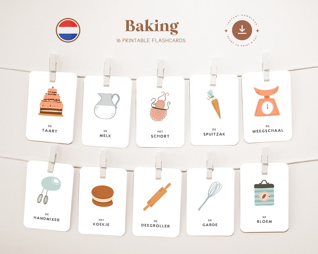BAKING • Dutch • Printable Flashcards • Three-part Montessori Cards ...