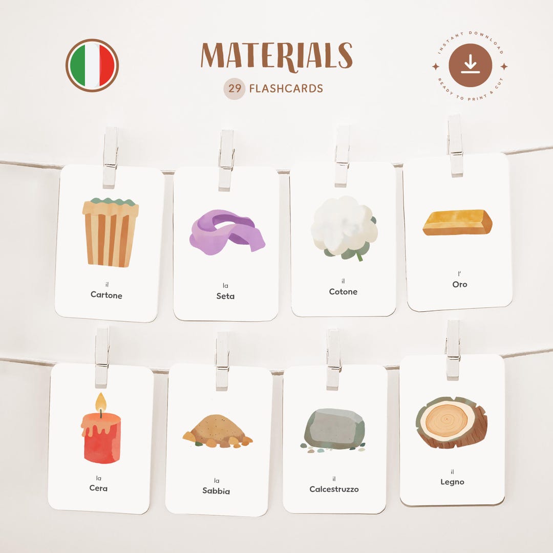 MATERIALS • Italian • Printable Flashcards • Three-part Montessori ...